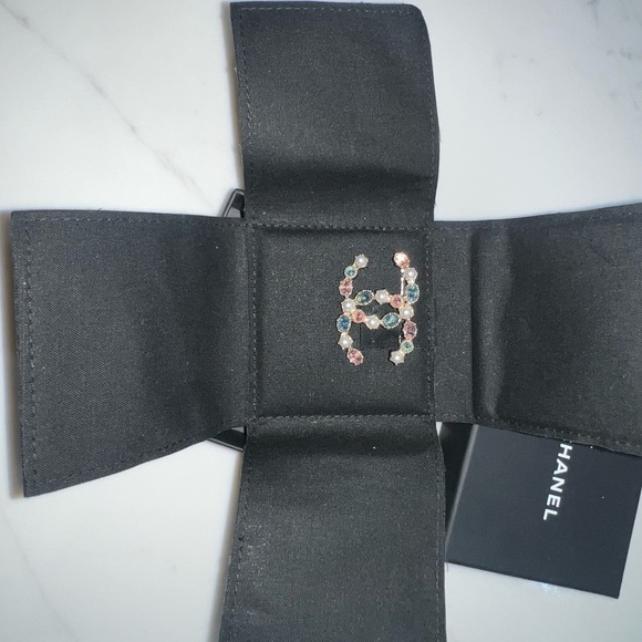 CHANEL | Jewelry | Chanel Cc Brooch Clip With Multicolor Gem Logo ...